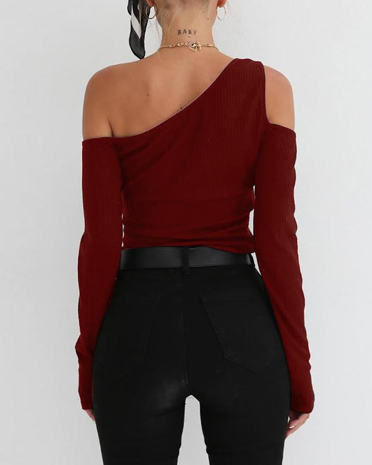 Long Sleeve One Shoulder Top