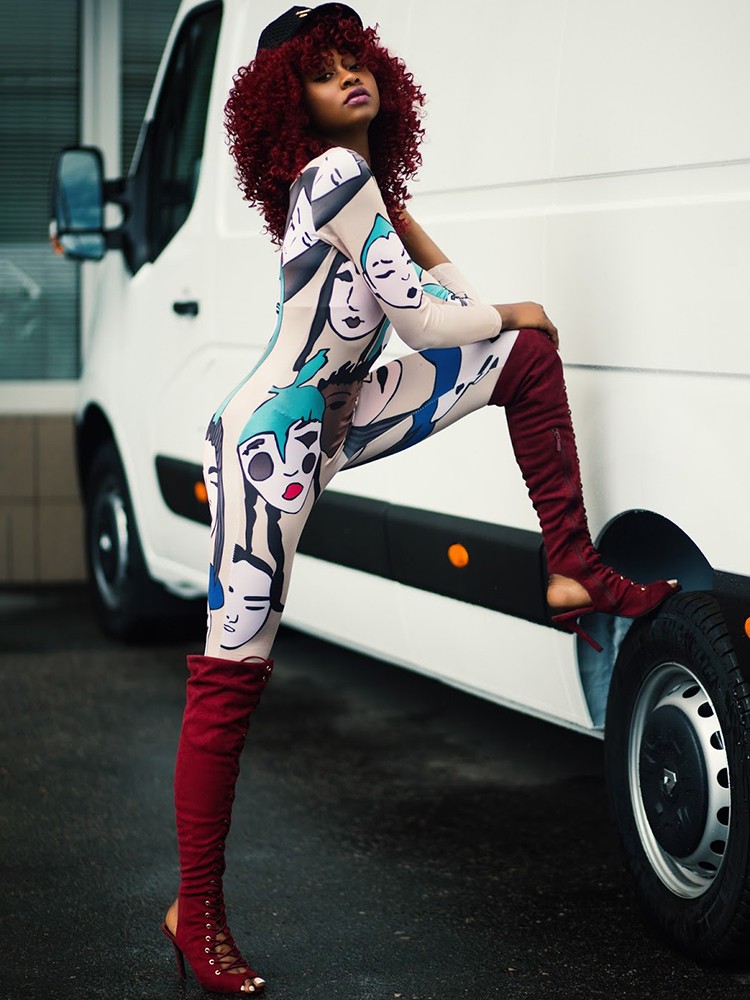 Women Sexy Character Print Slinky Clubwear Jumpsuit Online. Discover ...