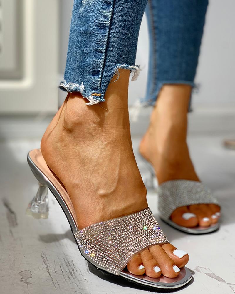 Glitter Studded Open Toe Thin Heels Online. Discover hottest trend ...