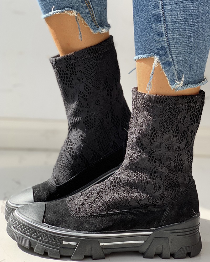 Lace Suede Patchwork Boots Online. Discover hottest trend fashion at ...