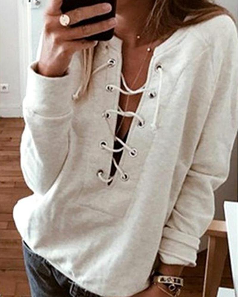 Open Front Lace Up Top Online. Discover hottest trend fashion at chicme.com
