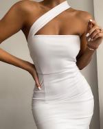 Solid One Shoulder Strap Bodycon Dress Online. Discover hottest trend ...